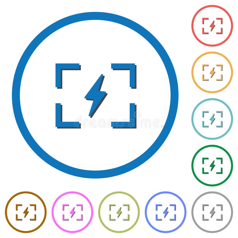 Camera Flash Mode Icons with Shadows and Outlines Stock Vector ...