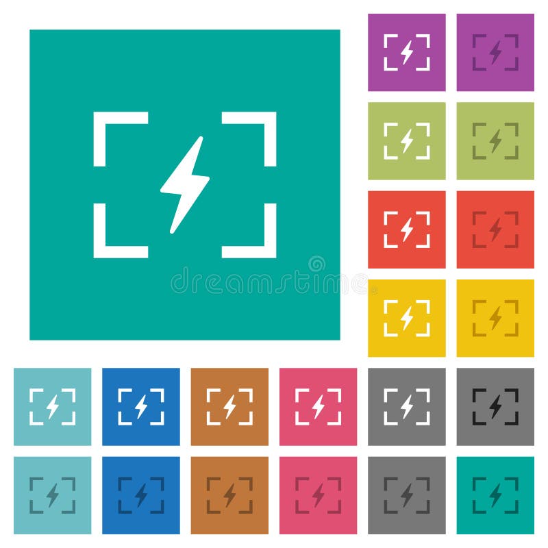 Camera Flash Mode Square Flat Multi Colored Icons Stock Vector ...