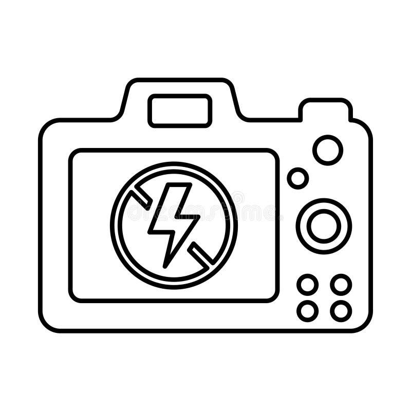 Camera Flash Off Icon in Outline Style Stock Vector - Illustration of ...