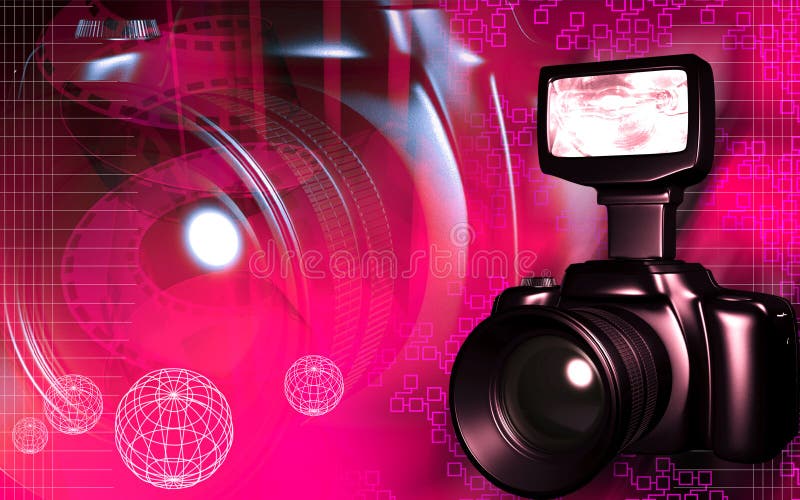 Camera with flashlight stock illustration. Illustration of angle - 5912552