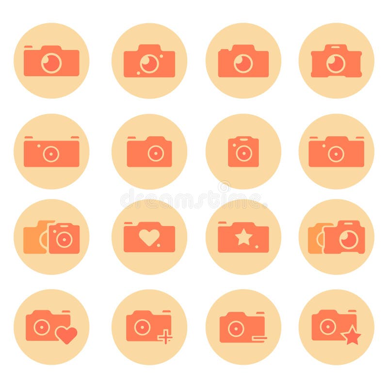 Camera flat icons set stock vector. Illustration of graphic - 47508895