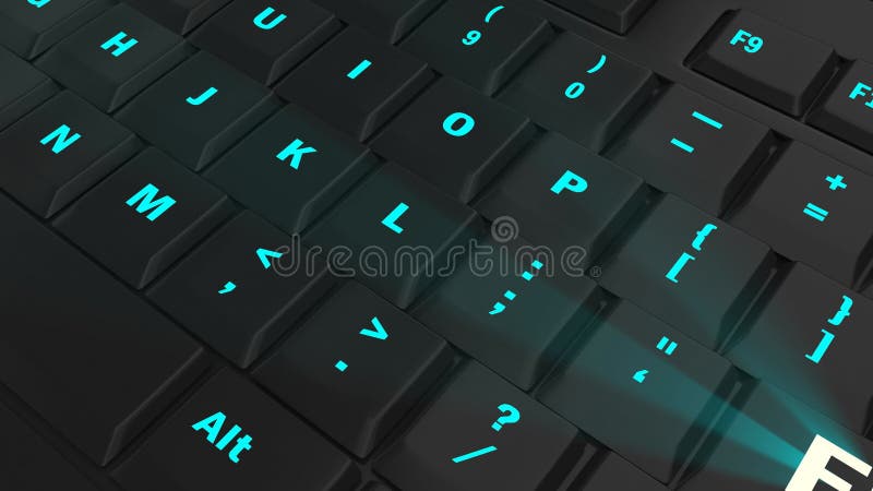 Focus on the Blue Glowing End Button Stock Video - Video of computer ...