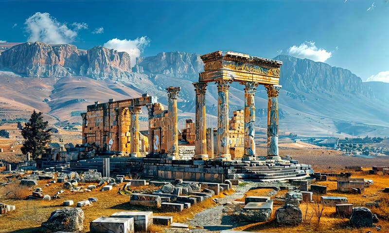 Camera Flying Above the Ruins of Ancient Greek Temple Stock Video ...