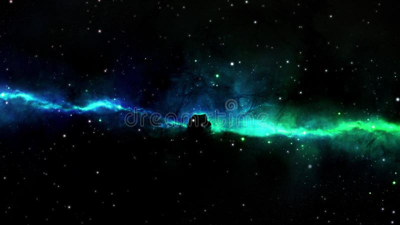 Camera Flying through the Clouds and Star Field in Outer Space. Stock ...