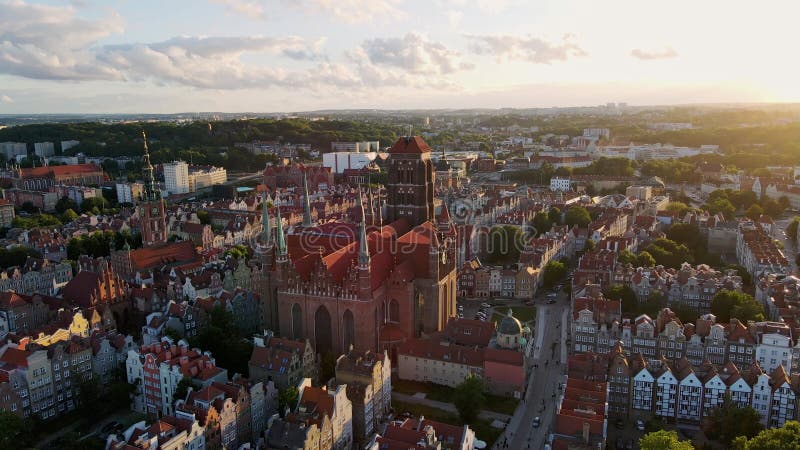 Camera Flying Over a Gothic Medieval Castle with High Spires and a ...
