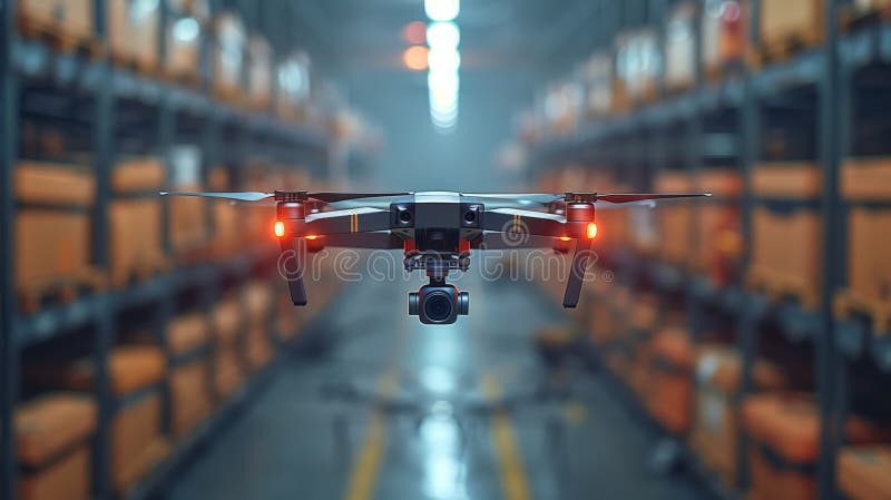 Camera Flying through Warehouse Filled with Boxes Stock Image - Image ...