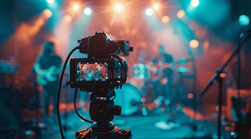 Camera Focused on a Live Band Performing on Stage Stock Image - Image ...
