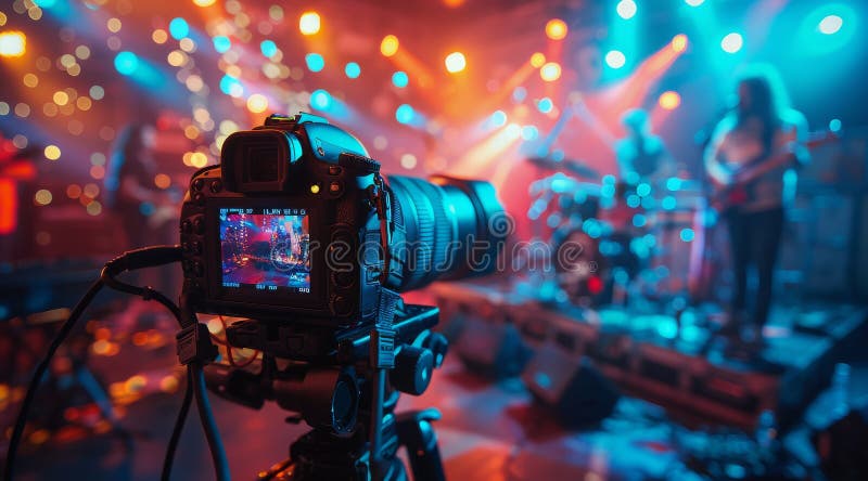 Camera Focused on a Live Band Performing on Stage Stock Photo - Image ...
