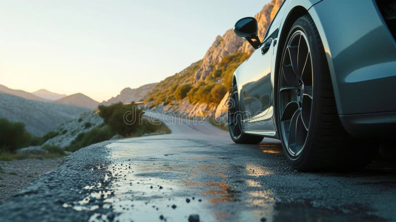 The Camera Focused on the Road Surface As the Tires of a Car Make Sharp ...