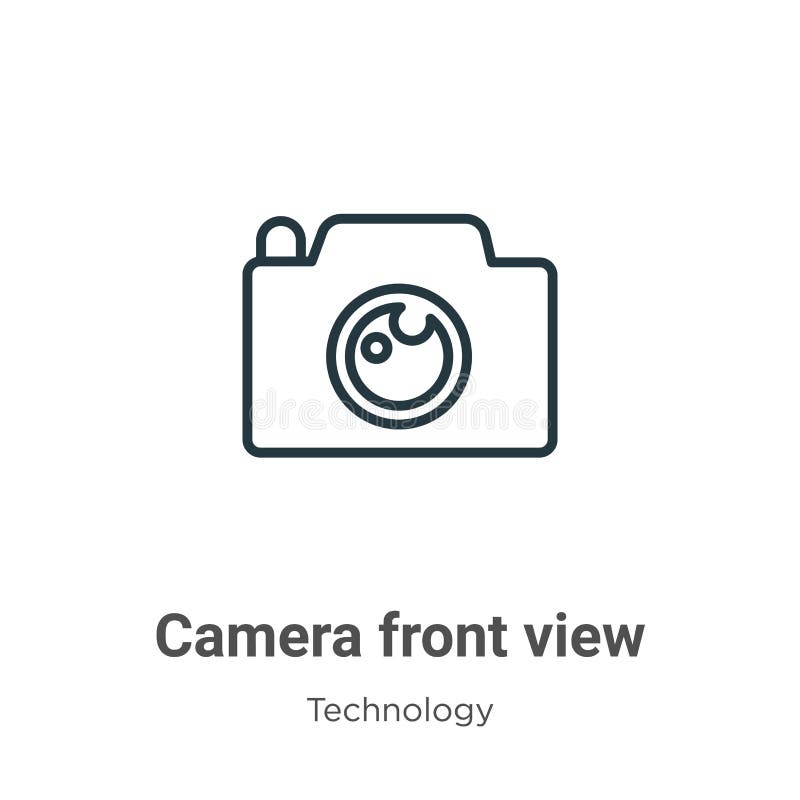 Camera Front View Outline Vector Icon. Thin Line Black Camera Front ...