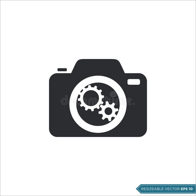 Simple Black Color Camera and Gear Icon Vector Template Stock Vector ...