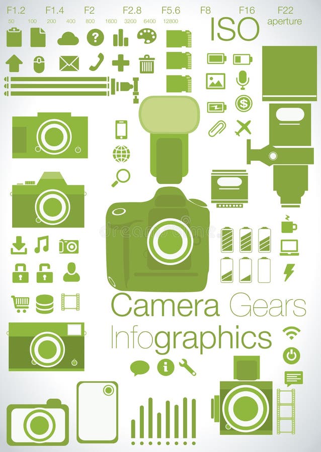Camera Gears infographics stock illustration. Illustration of finder ...