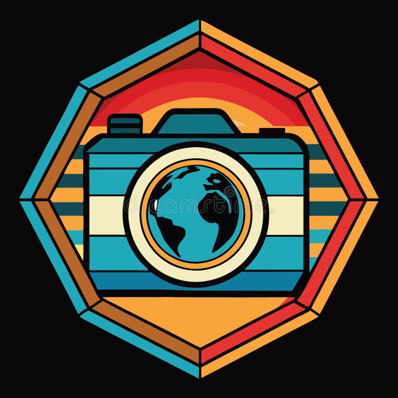 A Camera with a Globe in Its Lens Stock Vector - Illustration of ...