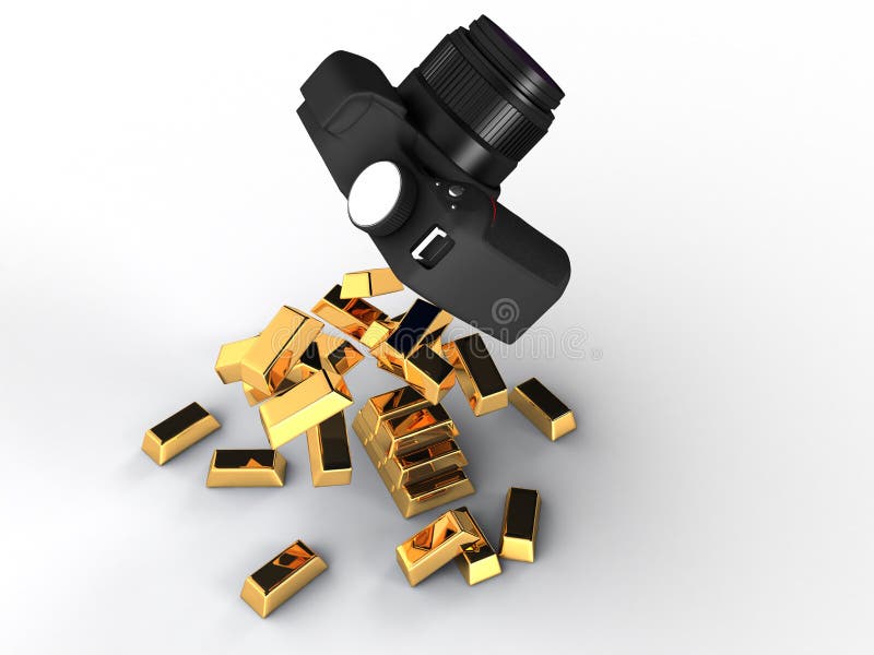 Gold camera #3 stock illustration. Illustration of exposure - 35048331