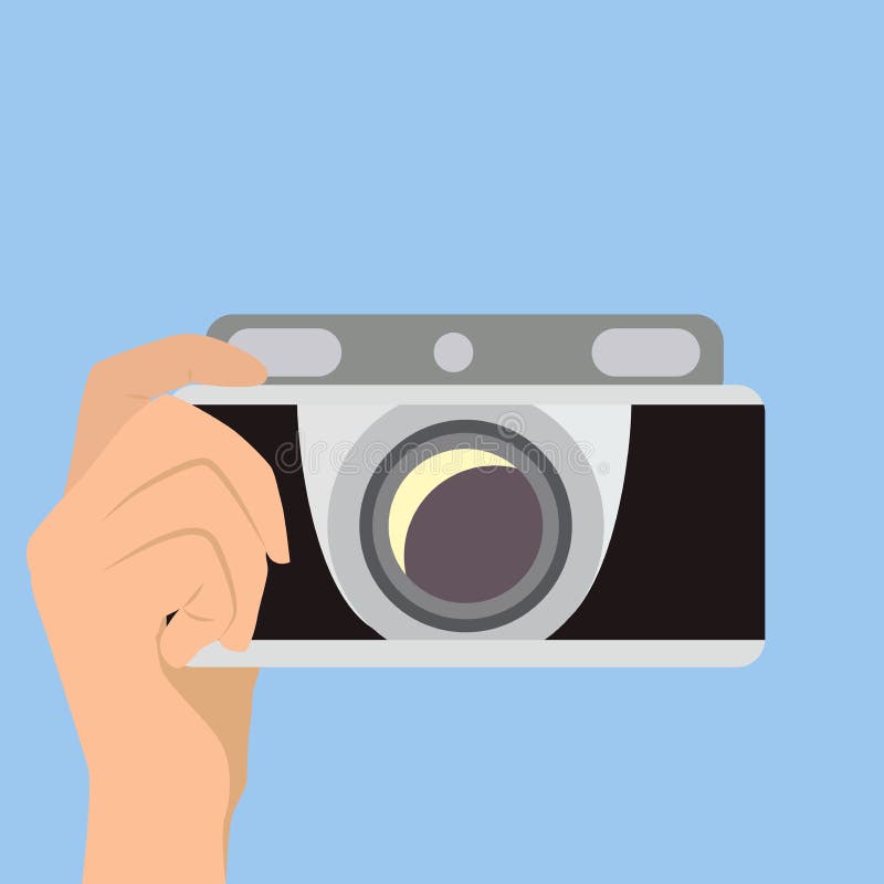 Camera in hand stock illustration. Illustration of symbol - 71491064