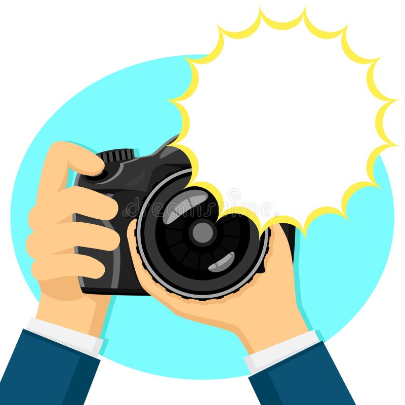 Camera in Hands. Place for Text, Copy Space Stock Illustration ...
