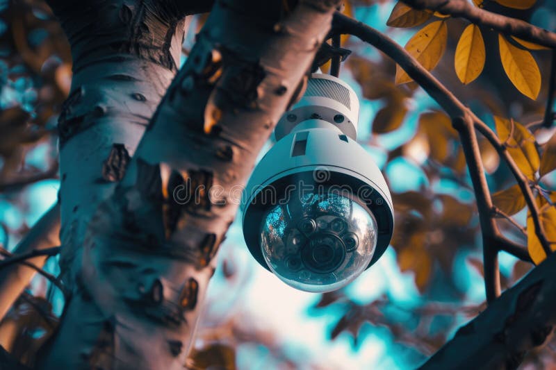 Camera is Hanging from a Tree Branch Stock Image - Image of generated ...