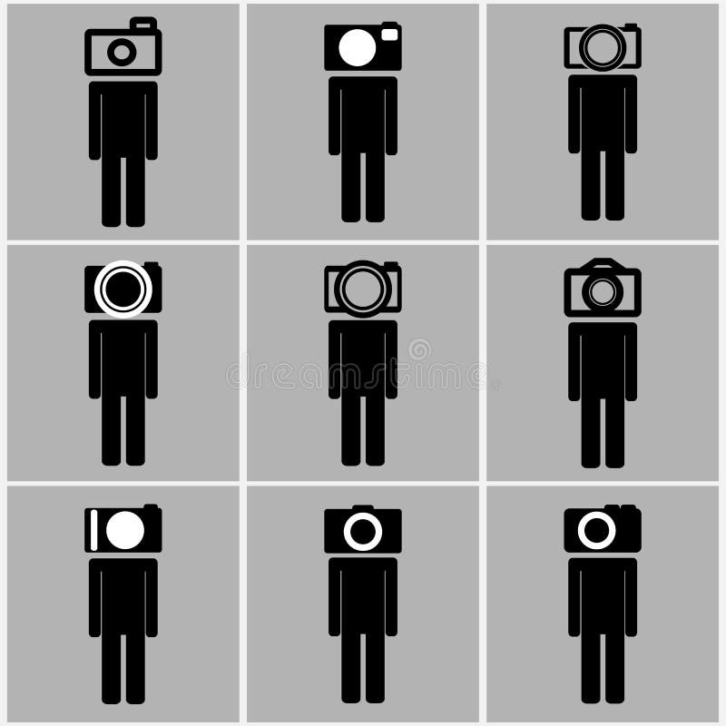 Camera Head Men Set Concept Ideas Stock Illustrations – 2 Camera Head ...