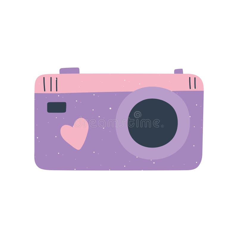Camera with Heart Love and Romance in Cartoon Style Stock Vector ...