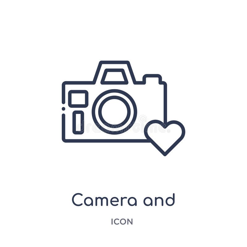 Camera and Heart Picture Icon from Technology Outline Collection. Thin ...