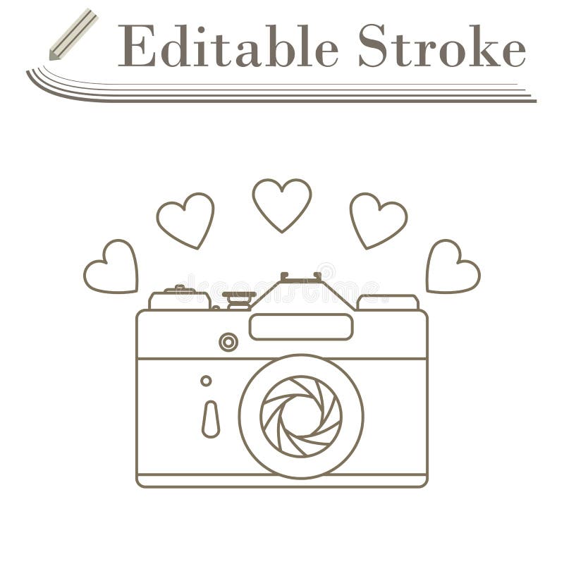 Camera with Hearts Sketch Illustration. Element of Wedding Icon for ...