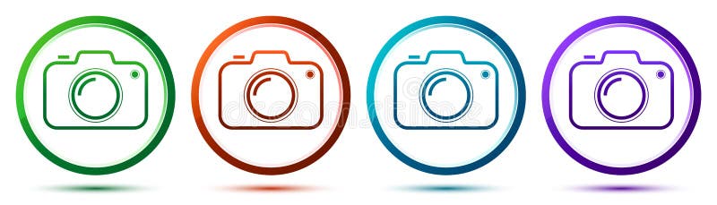 Camera Icon Artistic Frame Round Button Set Illustration Stock Vector ...