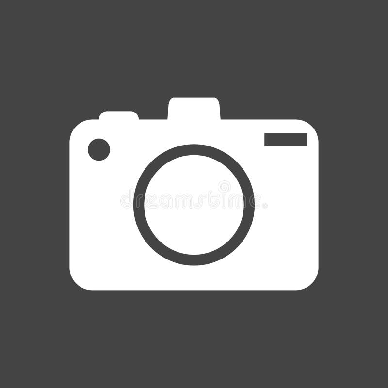 Camera Icon on Black Background. Flat Vector Illustration. Stock Vector ...