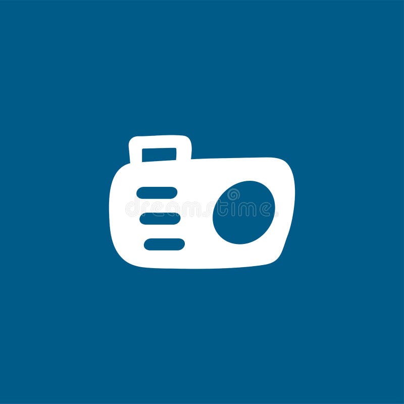 Camera Icon on Blue Background. Blue Flat Style Vector Illustration ...