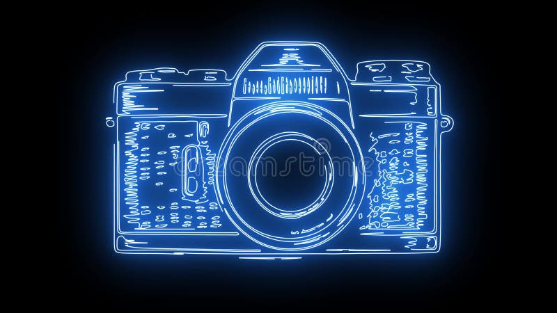 Camera Icon with Blue Neon Effect Stock Footage - Video of device ...