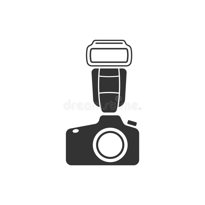 Camera Icon with Flash. Professional Photographer`s Equipment Stock ...