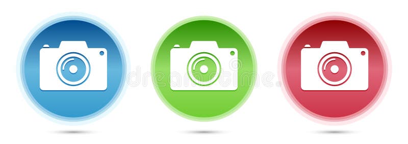 Camera Icon Glass Round Buttons Set Illustration Stock Vector ...