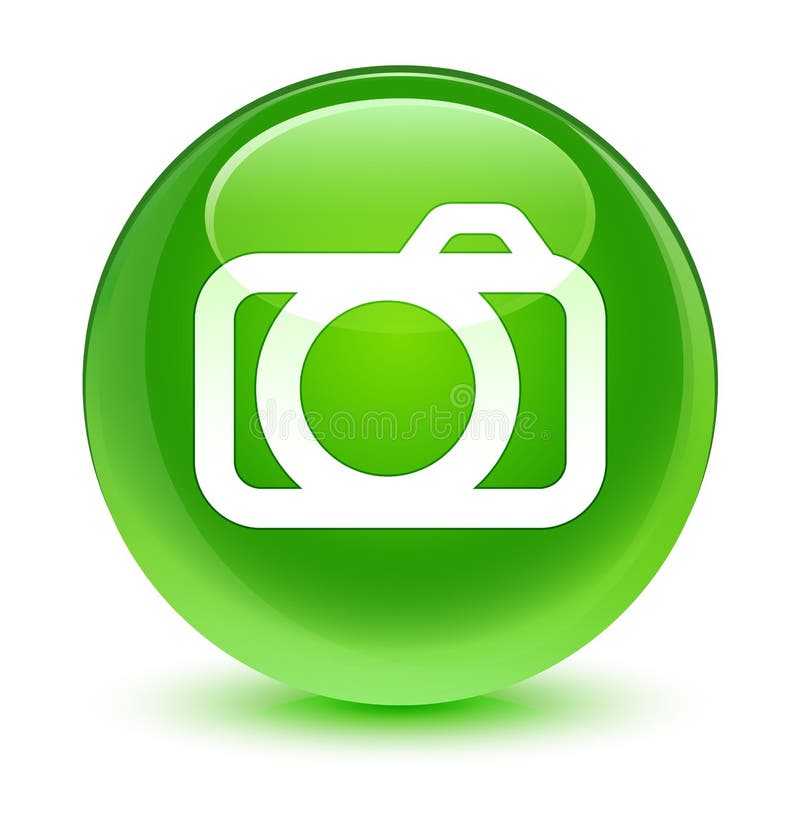 Camera Icon Glassy Green Round Button Stock Illustration - Illustration ...