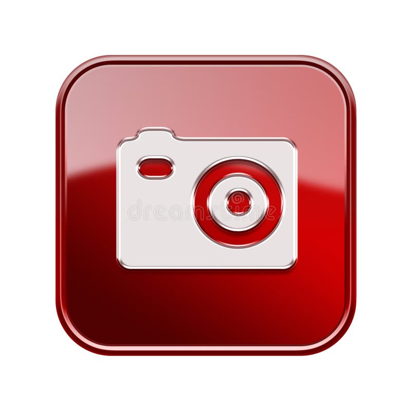 Camera icon glossy red. stock illustration. Illustration of symbol ...