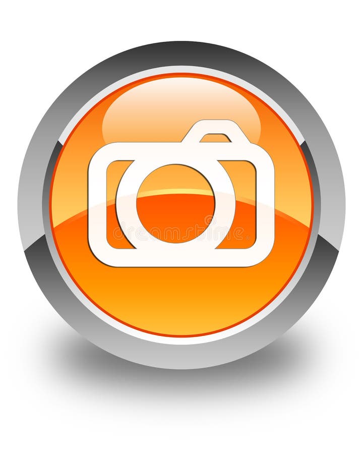 Camera Icon Glossy Orange Round Button Stock Illustration ...
