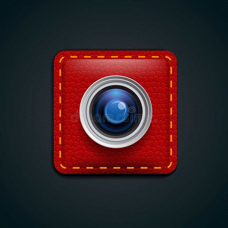 Camera Icon on Leather Button Stock Vector - Illustration of luxury ...