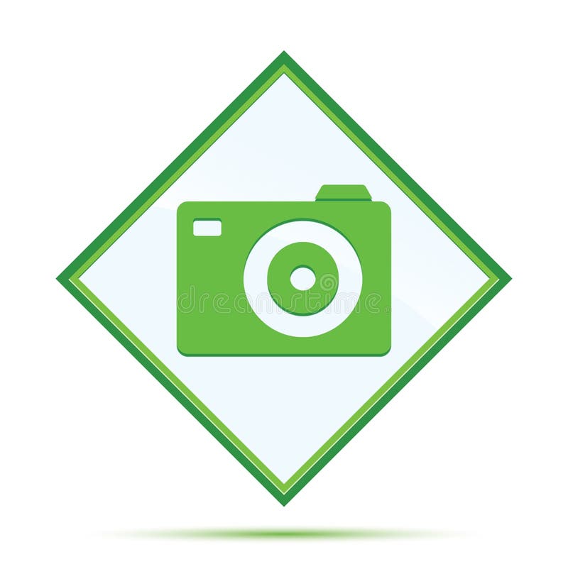 Camera Icon Modern Abstract Green Diamond Button Stock Illustration ...