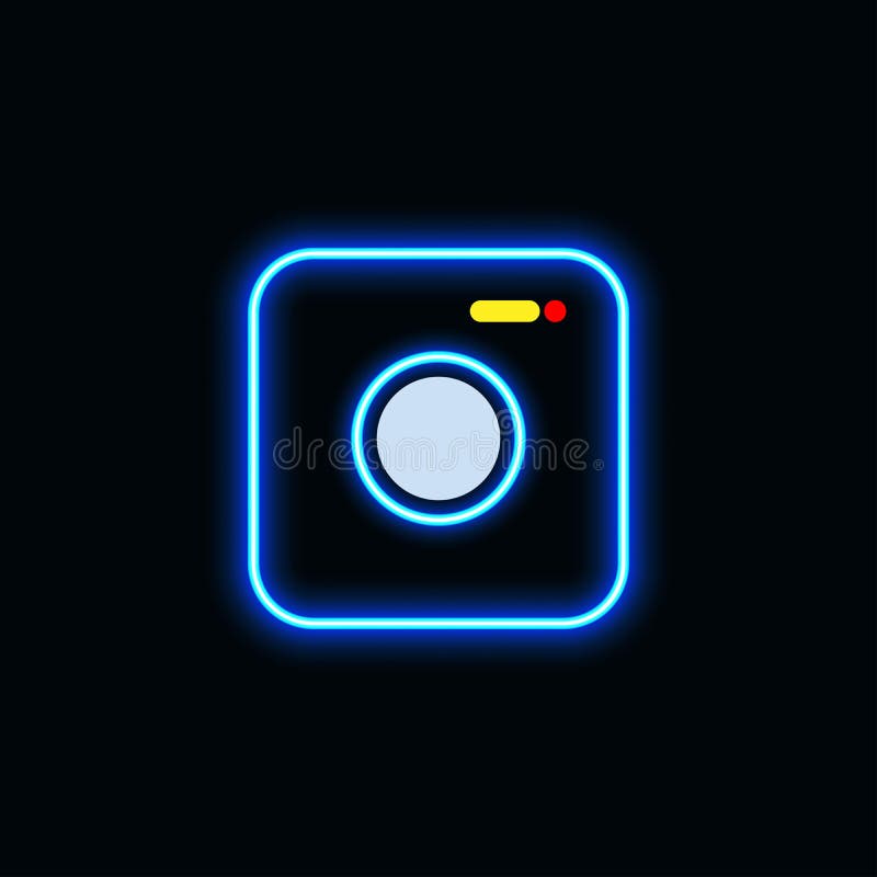 Camera Icon Neon Blue for Website, Mobile Application and Template UI ...