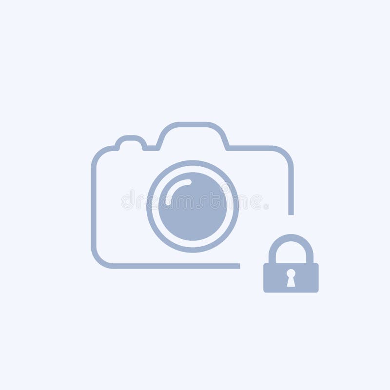 Camera Icon with Padlock Sign. Camera Icon and Security, Protection ...