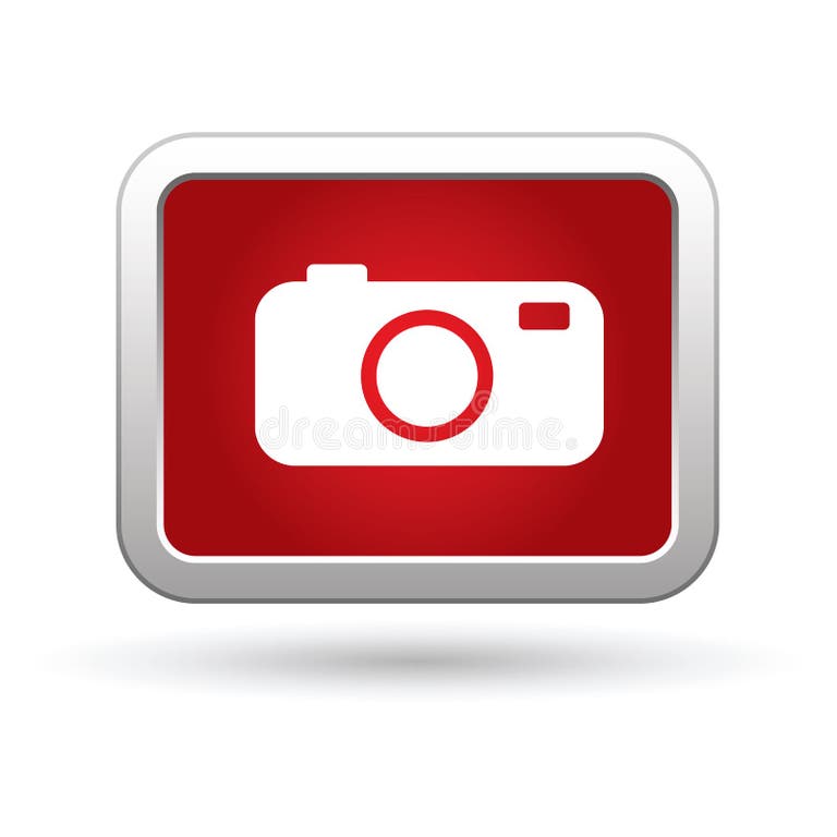 Camera Icon on the Red Button Stock Vector - Illustration of ...