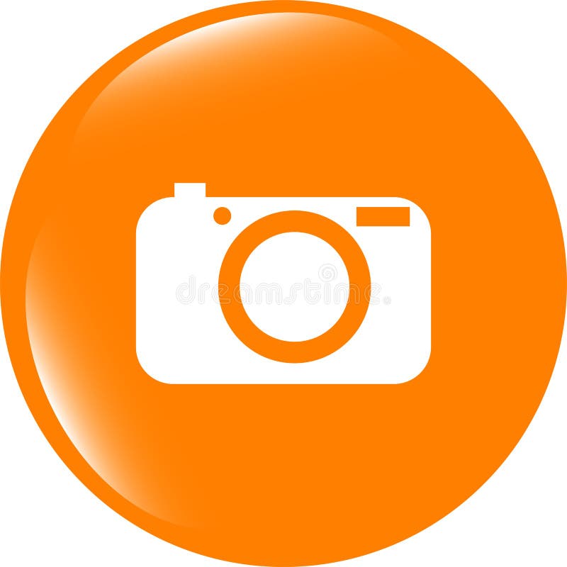 Camera Icon on Round Internet Button Original Illustration Stock ...