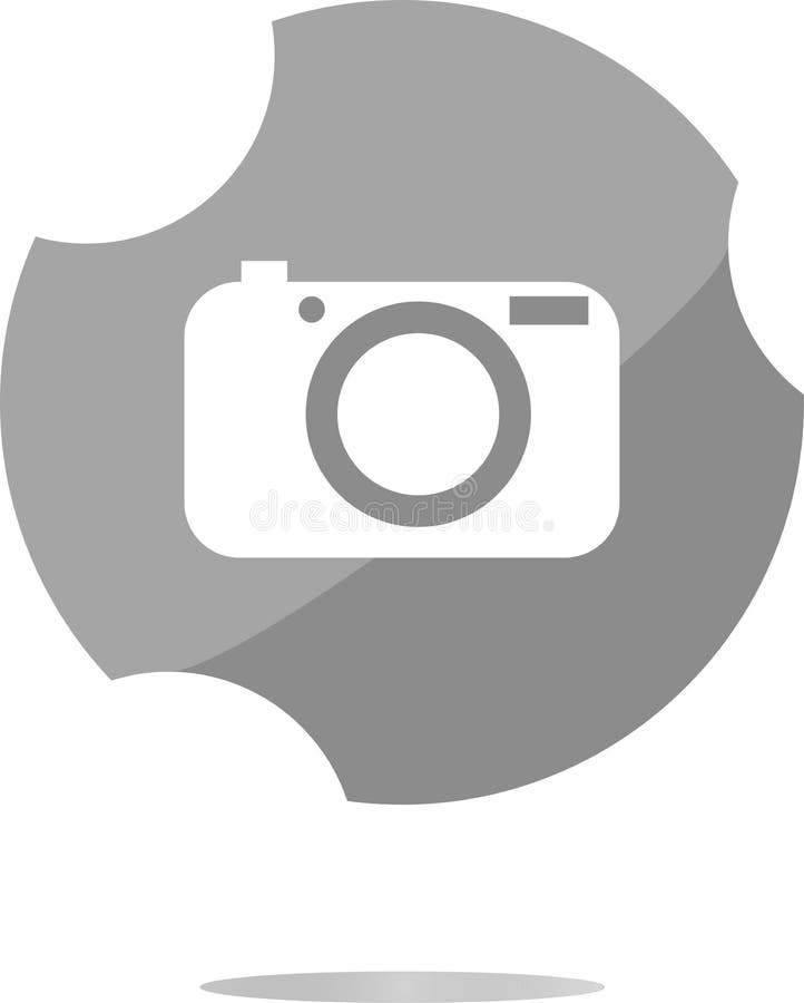 Camera Icon on Round Internet Button Original Illustration Stock ...