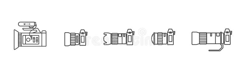 Camera Icon Set,Side View of Photo Equipment,Flat Design. Stock Vector ...