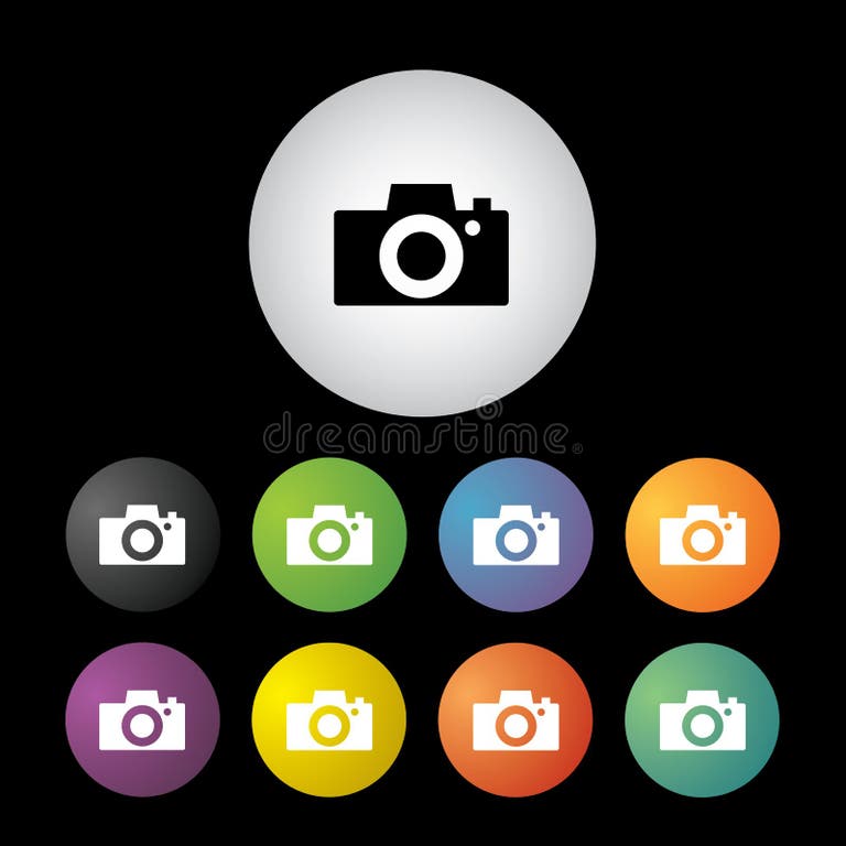 Camera icon set stock vector. Illustration of blue, digital - 89764995