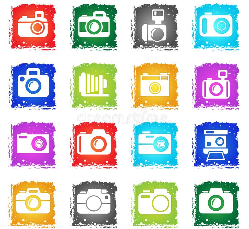 Camera icon set stock illustration. Illustration of photographing ...