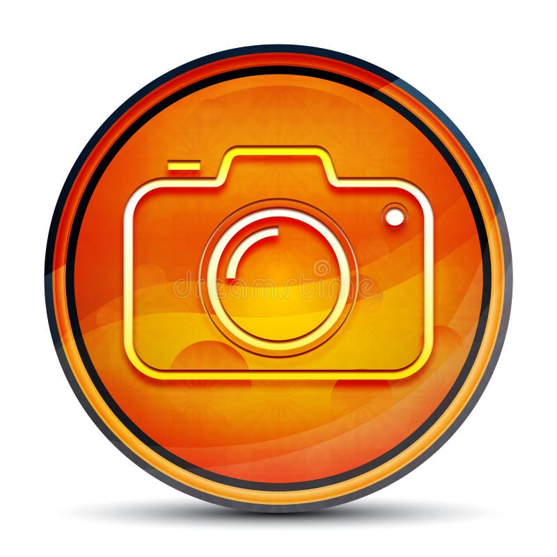 Camera Icon Shiny Bright Orange Round Button Illustration Stock Image ...