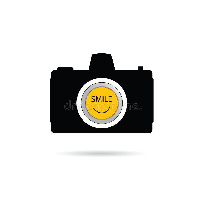 Retro Photo Camera with Stylish Lettering - Smile. Vector Hand Drawn ...