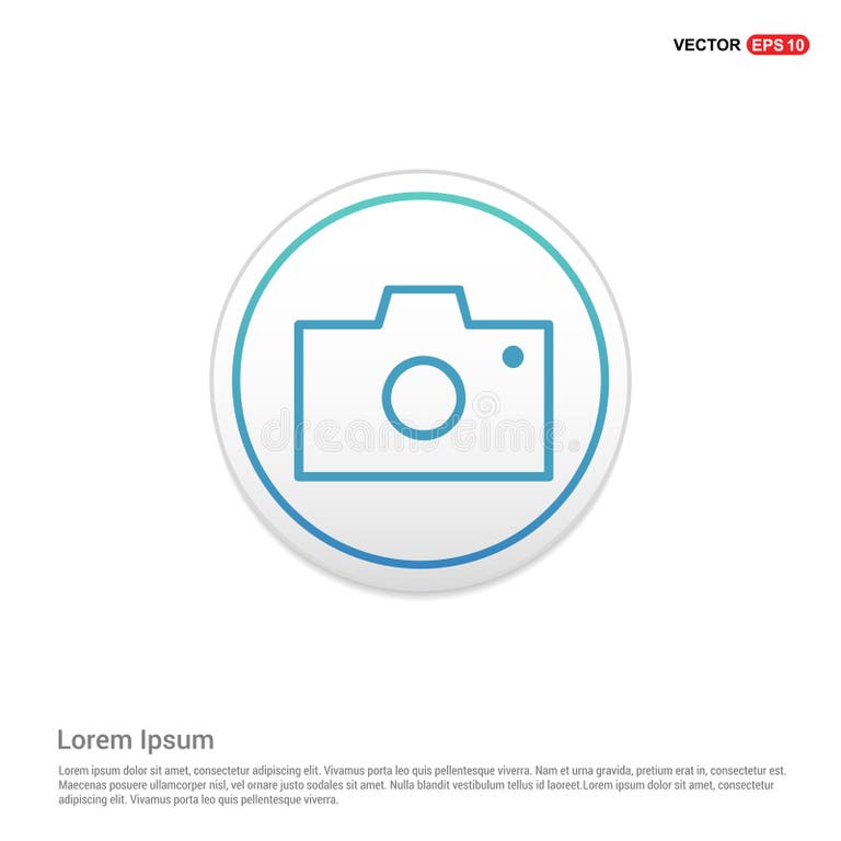 Camera Icon - White Circle Button Stock Vector - Illustration of detail ...