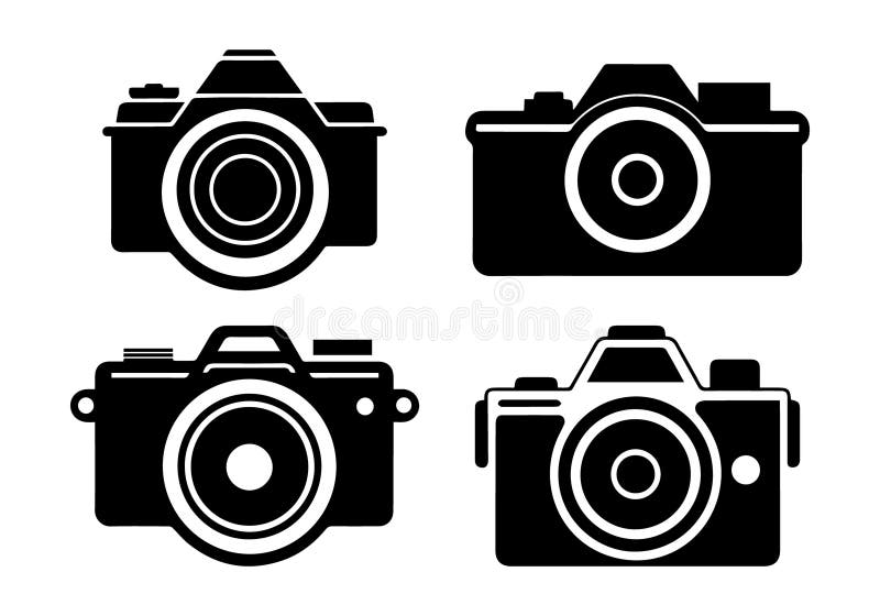 Camera Icons Black and White Camera Images Clipart Stock Illustration ...
