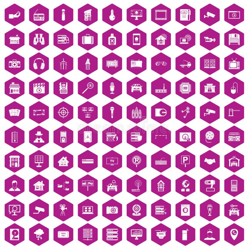 100 Camera Icons Hexagon Violet Stock Vector - Illustration of ...