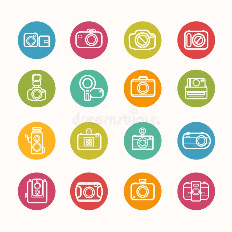 Camera Icons Set Circle Series Stock Vector - Illustration of group ...